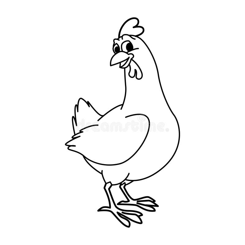 Cute Chicken Cartoon Coloring Page Illustration Vector. for Kids ...