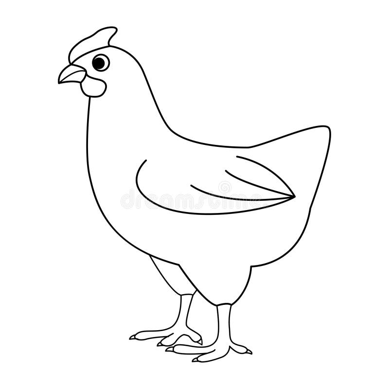 Cute Chicken Cartoon Coloring Page Illustration Vector. for Kids ...