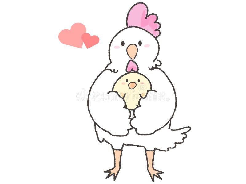 Cute Chicken and Chick Hugging Stock Vector - Illustration of male ...
