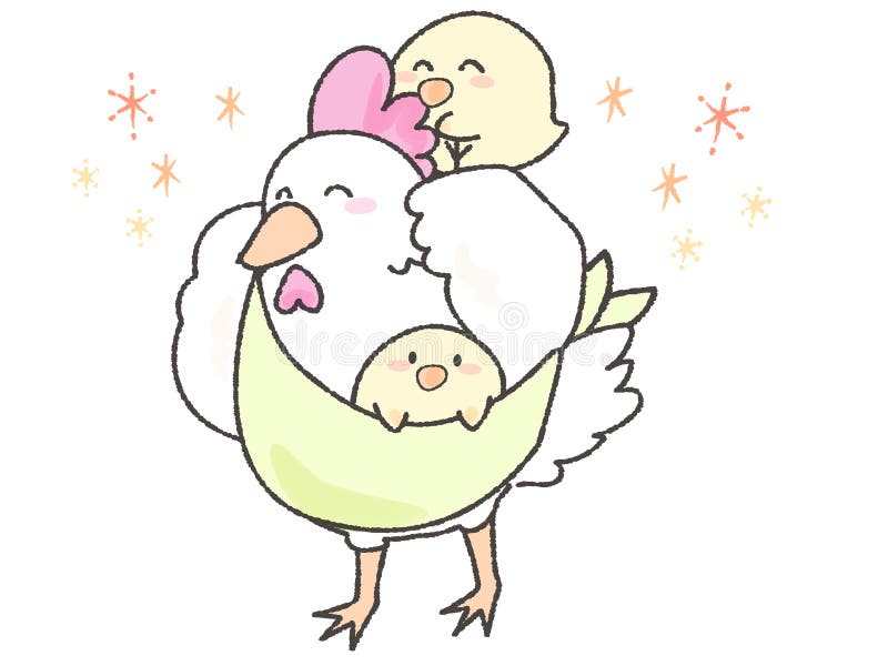 Cute Chicken and Chick Raising and Cuddling Stock Vector - Illustration ...