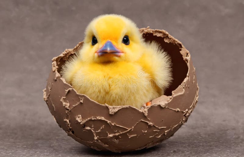 Cute Chicken Coming Out of Egg Shell Stock Illustration - Illustration ...