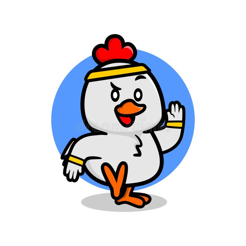 Cute Chicken Doing Exercise Mascot Illustration. Kawaii Animal Vector ...