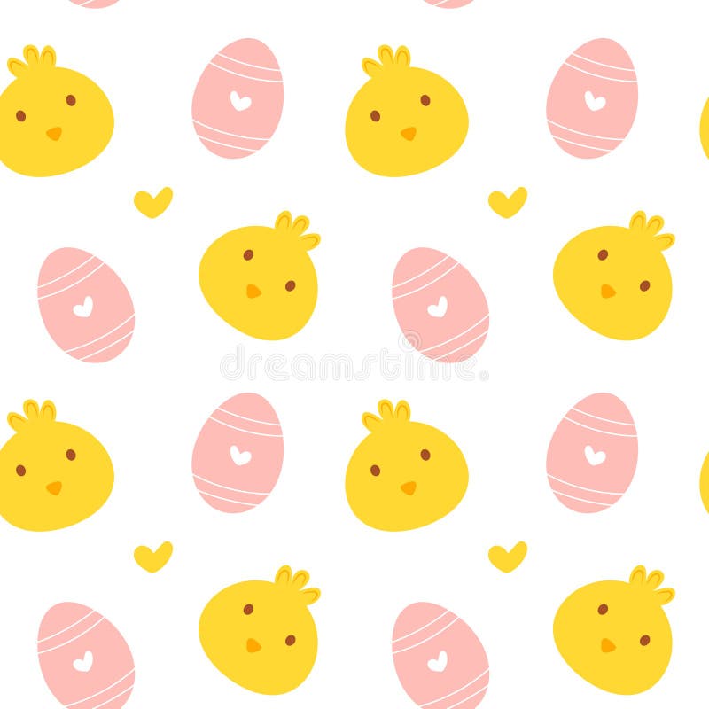 Seamless Pattern with Cute Easter Chicks and Eggs. Childish Cartoon Vector Seamless Pattern ...