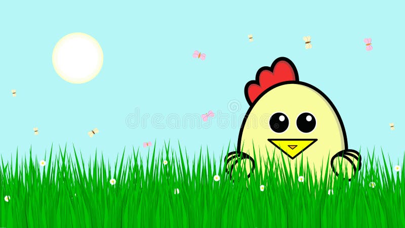 Cute Chicken Family on Grass Stock Illustration - Illustration of three ...