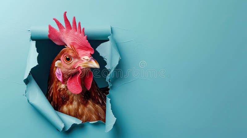 Cute Chicken Peeking through a Hole Stock Illustration - Illustration ...