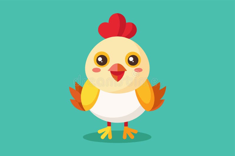 A Cute Chicken with a Red Comb on Its Head in a Customizable Flat ...