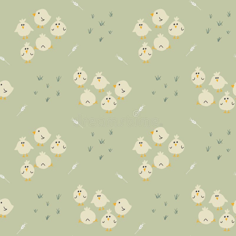Cute Chicken Seamless Pattern, Cartoon Doodle Chickens Background ...