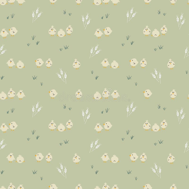 Cute Chicken Seamless Pattern, Cartoon Doodle Chickens Background ...