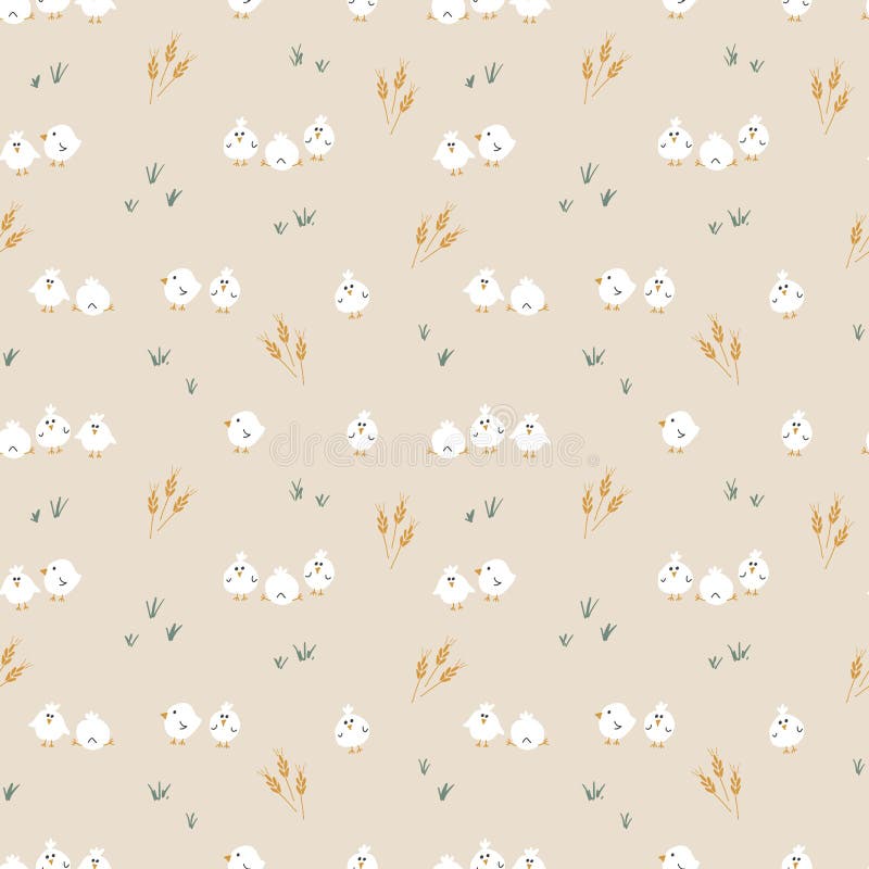 Cute Chicken Seamless Pattern, Cartoon Doodle Chickens Background ...