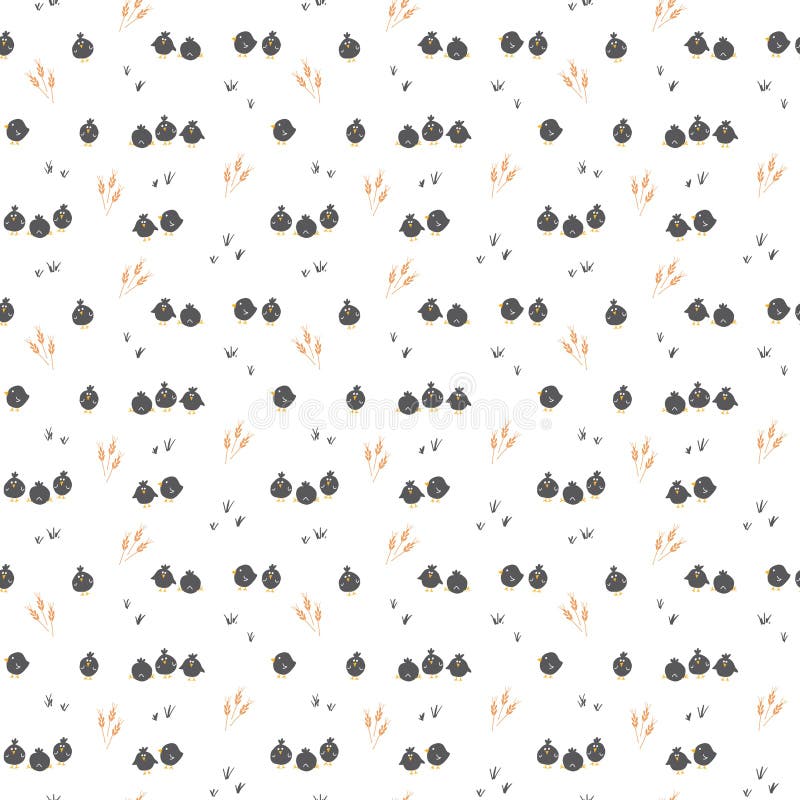 Cute Chicken Seamless Pattern, Cartoon Doodle Chickens Background ...