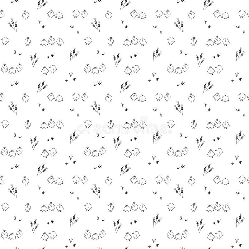 Cute Chicken Seamless Pattern, Cartoon Doodle Chickens Background ...