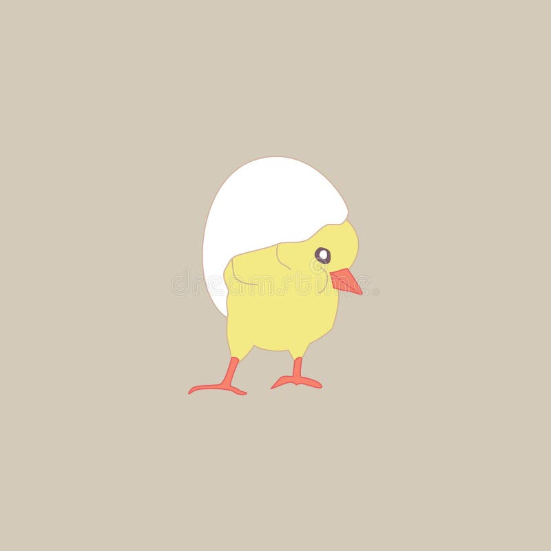 A Cute Chicken is Standing on His Head with Half an Egg Stock Vector ...