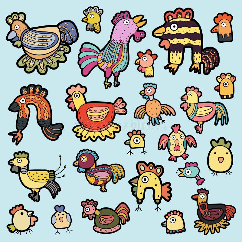 Cute Chicken Cartoon Vector Stock Vector - Illustration of animals ...