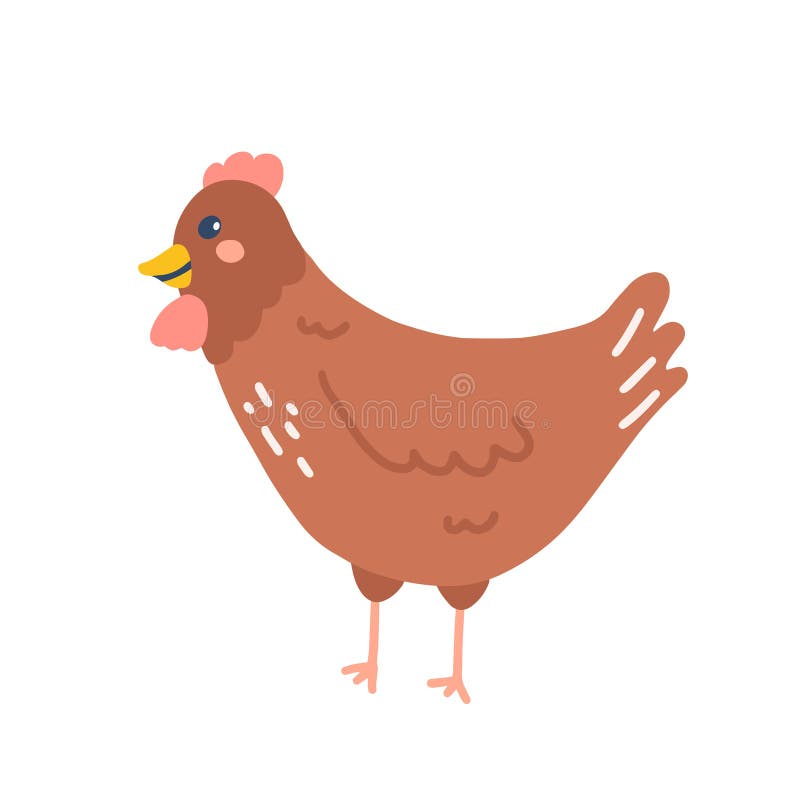 Cute Chicken, Vector Flat Hand Drawn Illustration, Easter Design ...