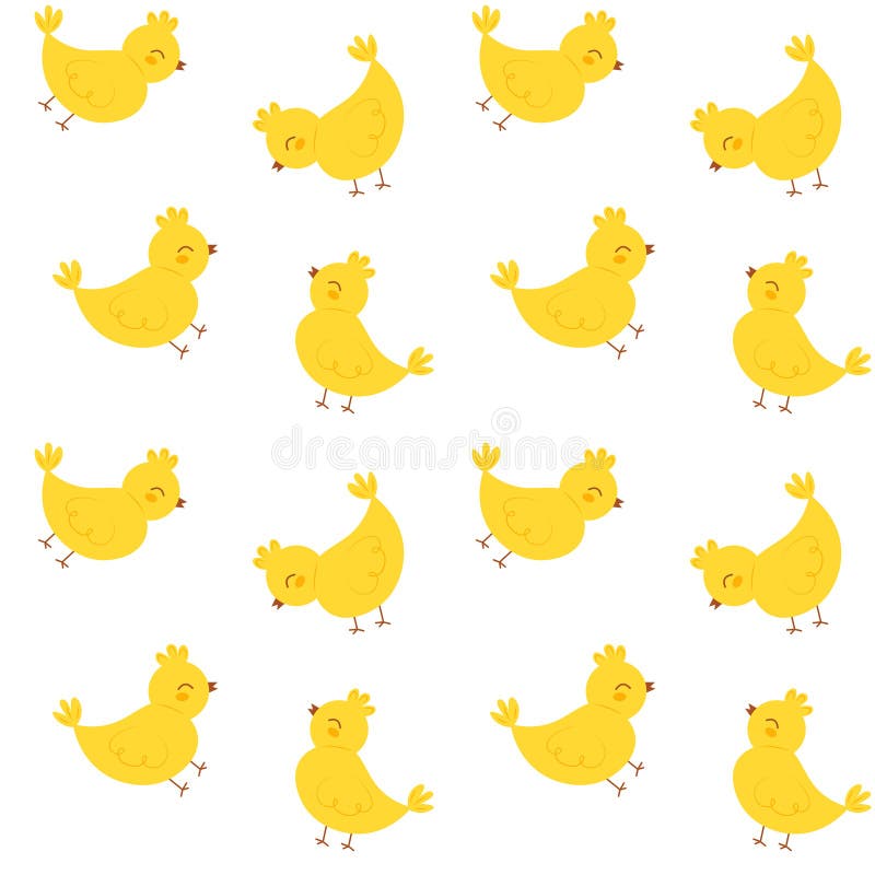 Cute Chickens Seamless Pattern. Funny Cartoon Chicken Vector Seamless ...