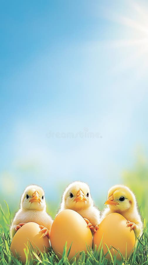 Cute Chicks Hatching from Eggs in Sunny Field, Symbolizing New ...