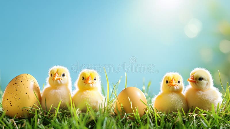 Cute Chicks Hatching from Eggs in Sunny Field, Symbolizing New ...