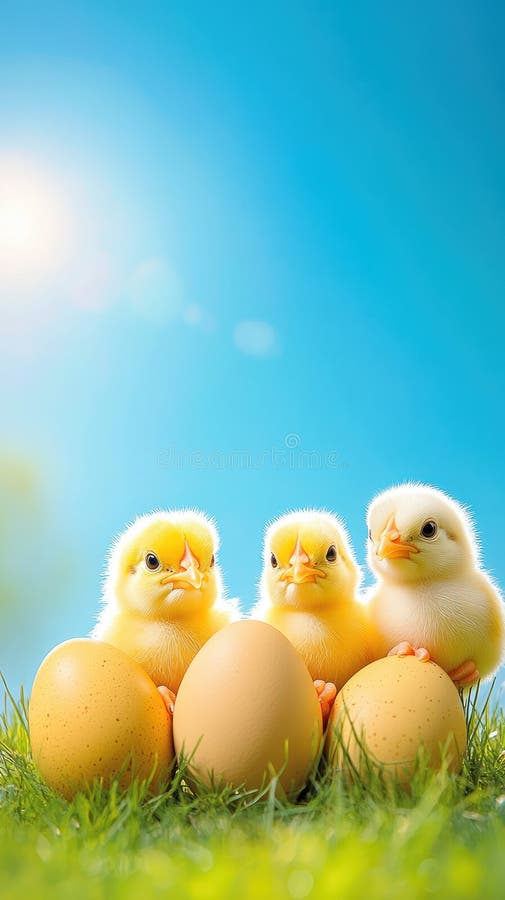 Cute Chicks Hatching from Eggs in Sunny Field, Symbolizing New ...
