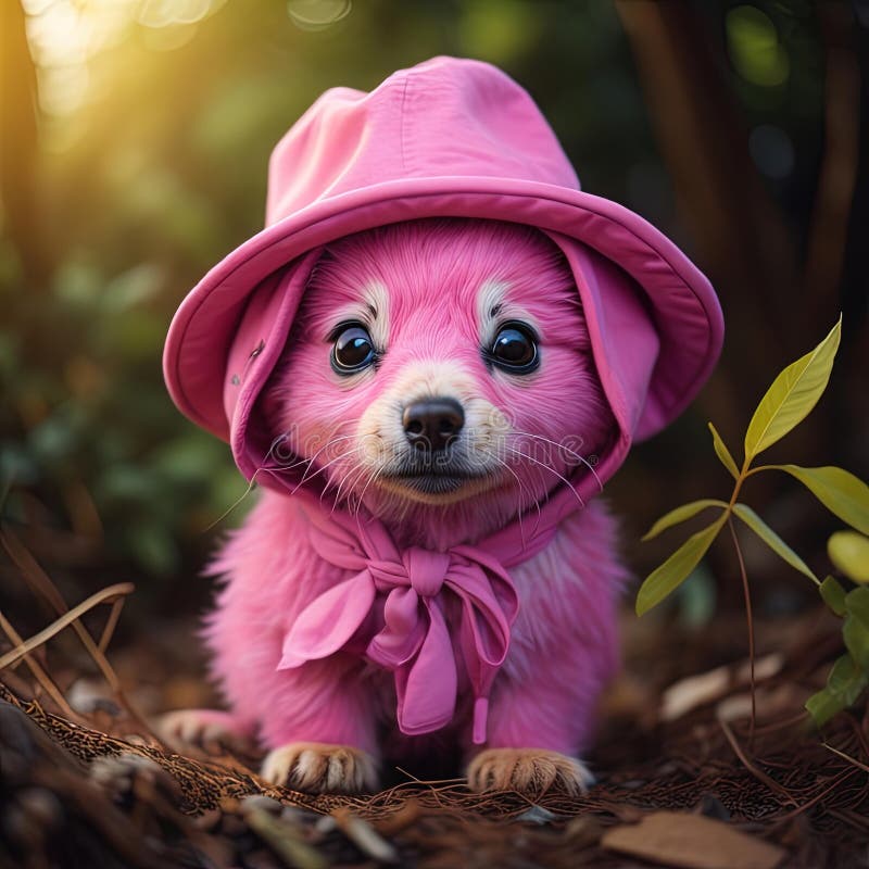 Cute Chihuahua Dog in Pink Hat on the Floor. Ai Generated Stock ...