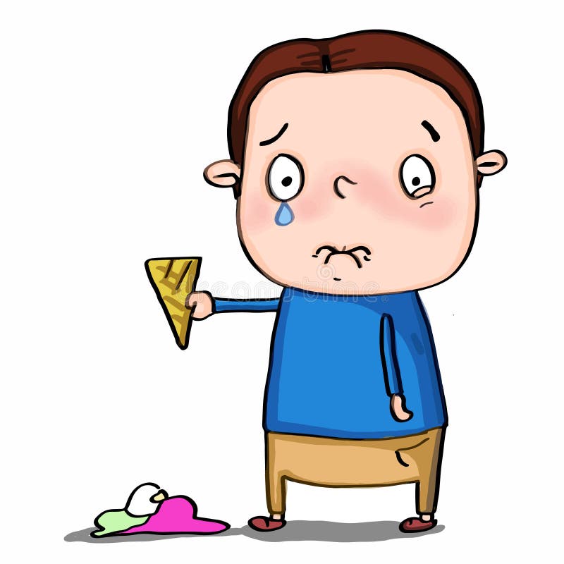 Cute Child Falling in the Ice Cream and Crying Stock Vector ...