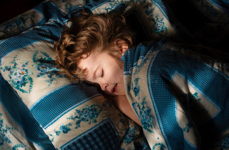 Cute Child Sleeping in the Bed. Kid Boy Napping. Stock Image - Image of ...