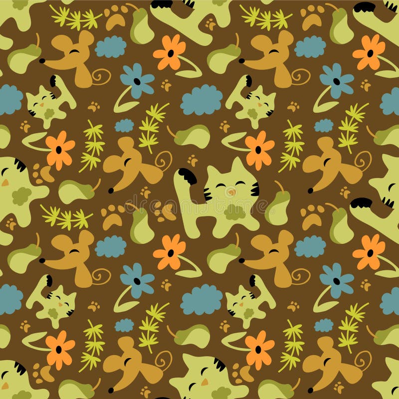 Childish Seamless Pattern with Wild Animals Stock Vector - Illustration ...