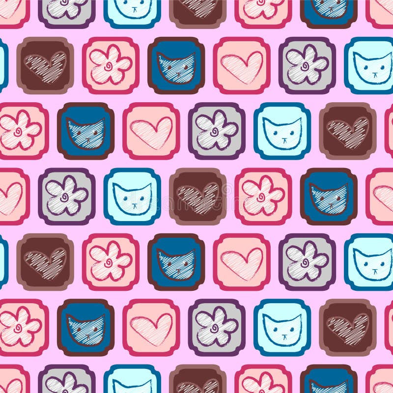 Cute Childish Seamless Pattern Stock Vector - Illustration of babyish ...