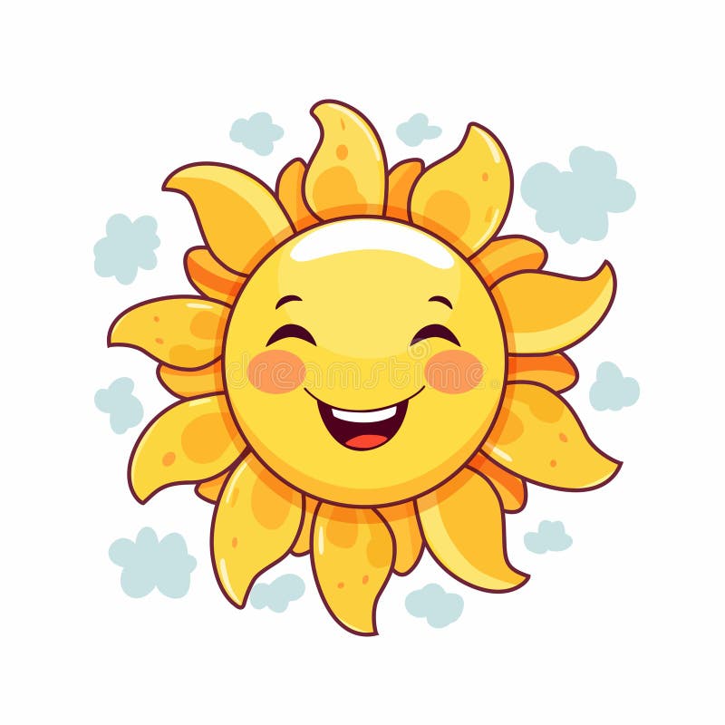Cute Childish Sun Icon. Vector Illustration Stock Vector - Illustration ...