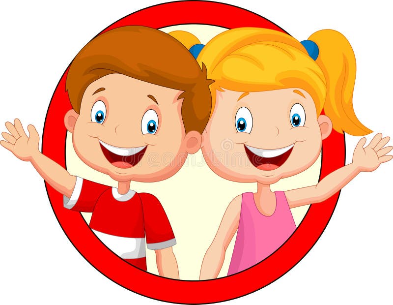 Cute Children Cartoon Waving Hand Stock Vector - Illustration of face ...