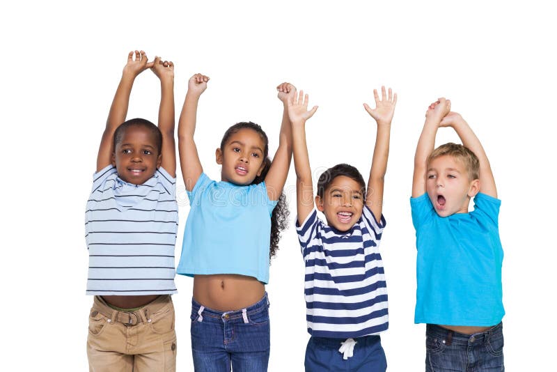 Children Cheering and Celebrating Their Success Stock Image - Image of ...