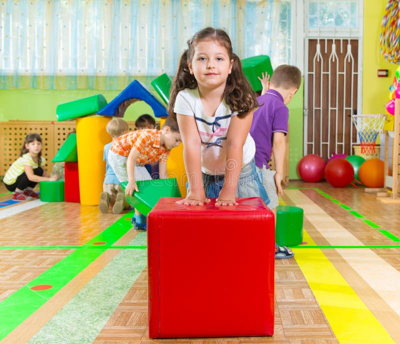 Children Doing Kids Gymnastics in Gym Stock Photo - Image of elementary ...