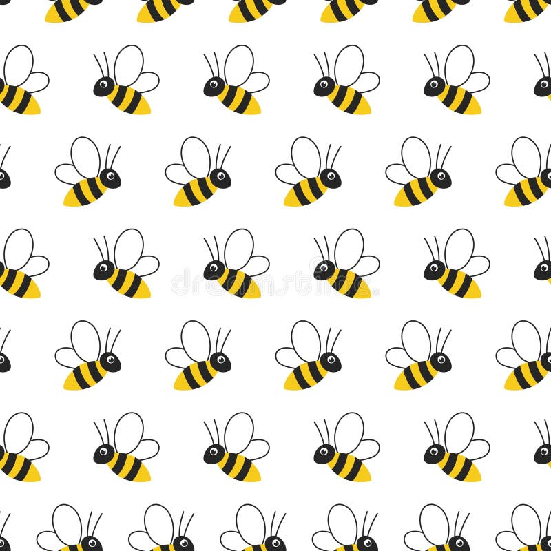 Cute Children Honey Bees Seamless Pattern. Simple Background with Honey ...