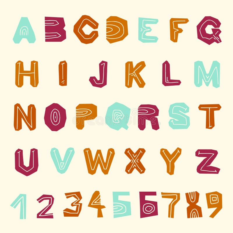 Cute Children S Fabulous Cartoon Multi-colored Font Stock Vector ...