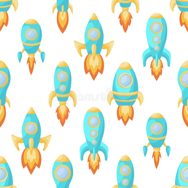 Cute Children S Seamless Pattern with Rockets. Creative Kids Texture ...