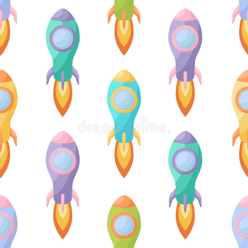 Cute Children S Seamless Pattern with Rockets. Creative Kids Texture ...