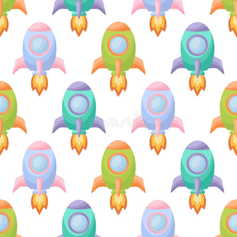 Cute Children S Seamless Pattern with Rockets. Creative Kids Texture ...