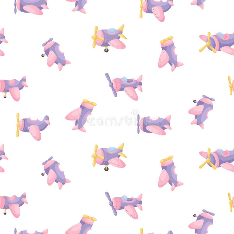 Cute Children S Seamless Pattern with Violet Planes. Creative Kids ...
