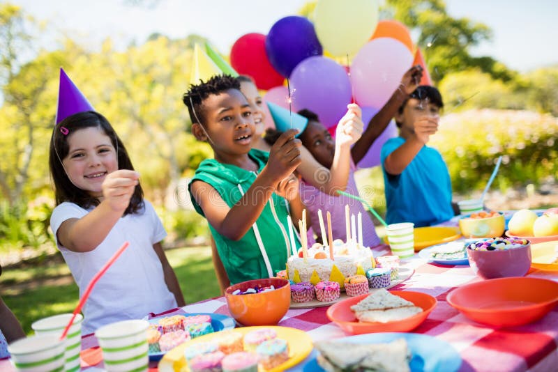 Cute Children Smiling and Having Fun during a Birthday Party Stock ...