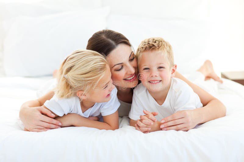 Cute Children and Their Mom Having Fun Stock Image - Image of daughter ...