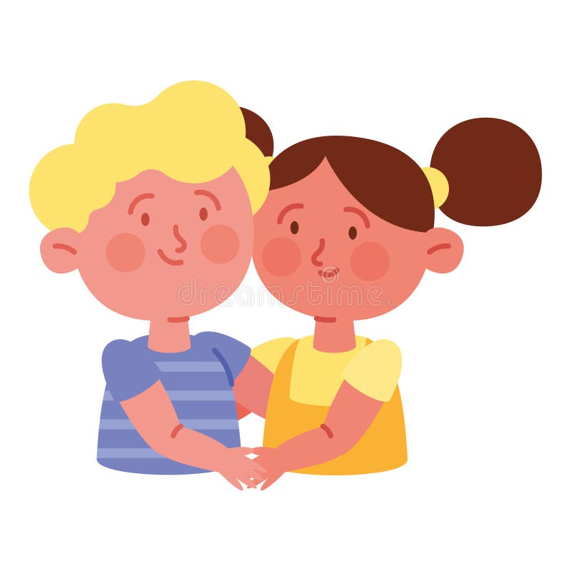 Cute Childrens Characters Hugging Stock Vector - Illustration of ...