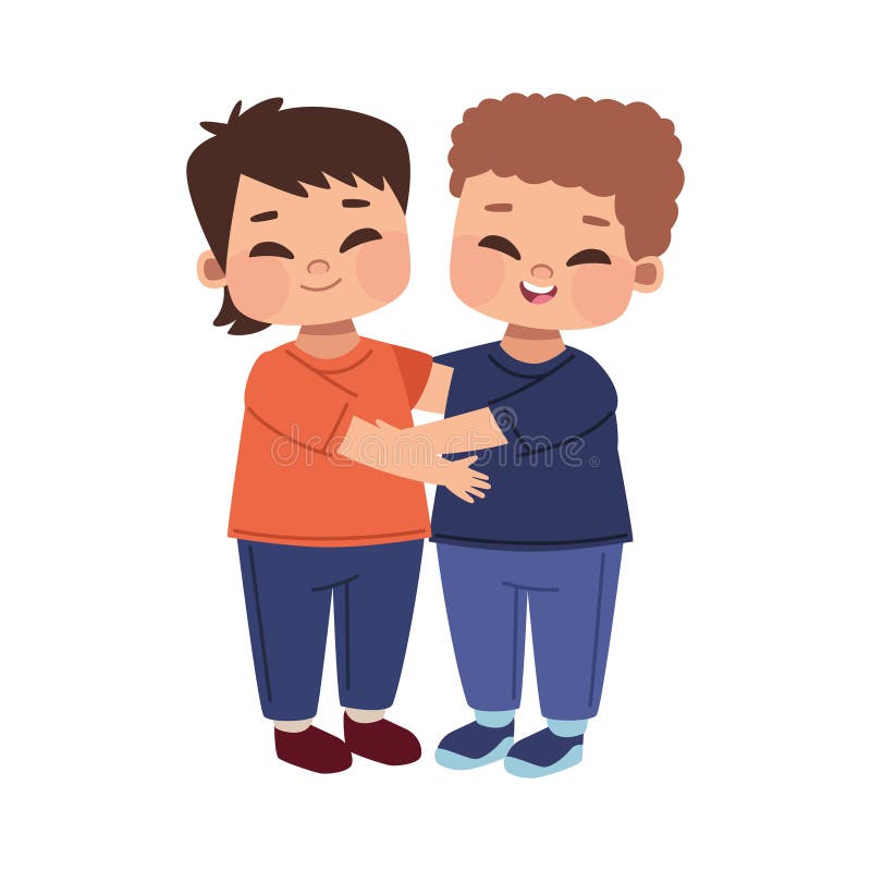 Cute Childrens Characters Hugging Stock Vector - Illustration of ...