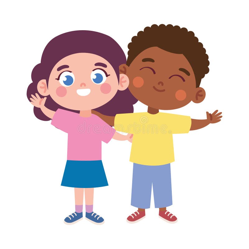 Cute Childrens Characters Hugging Stock Vector - Illustration of ...