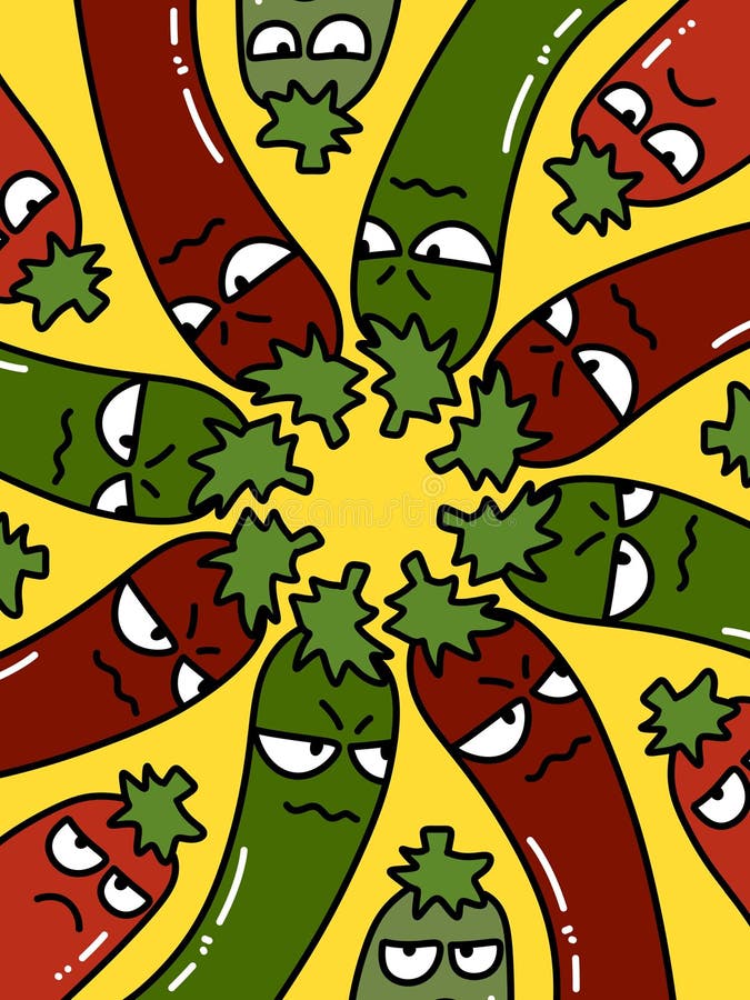 Cute Chili Cartoon on Yellow Background Stock Illustration ...