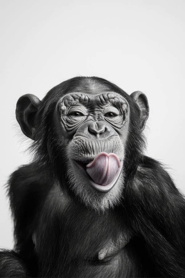 Cute Chimp Smiling with Tongue Out Stock Image - Image of face, closeup ...