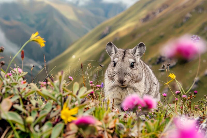 Cute Chinchilla Sunning Itself on a Mountain . AI Generated Stock Image ...