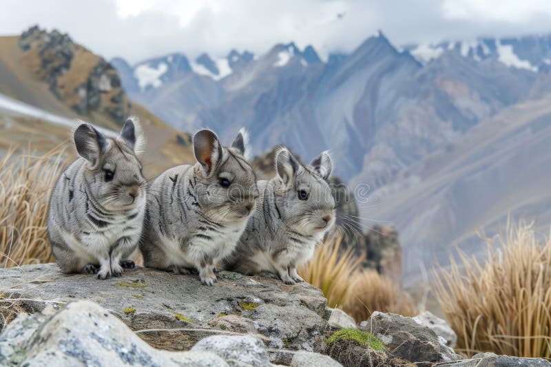 Cute Chinchilla Sunning Itself on a Mountain . AI Generated Stock Image ...