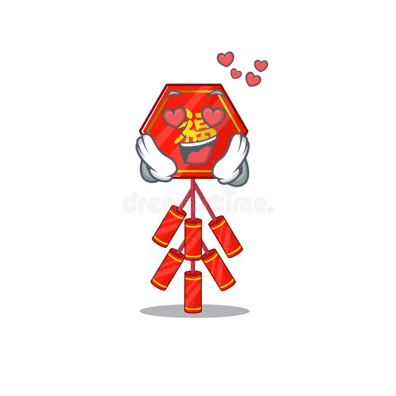 Cute Chinese Firecracker Character In Love The Smiley Stock Vector ...