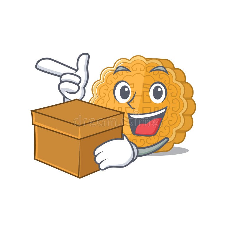 Cute Chinese Mooncake Cartoon Character Having a Box Stock Vector ...