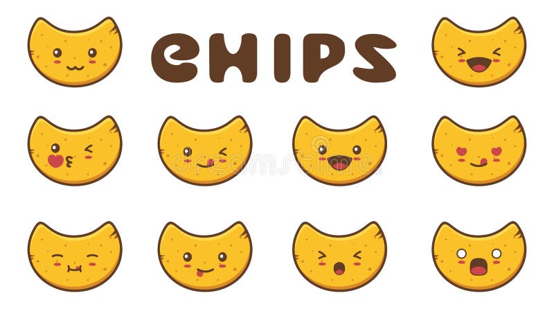 Cute Chip Mascot. Emoticons Stock Vector - Illustration of delicious ...