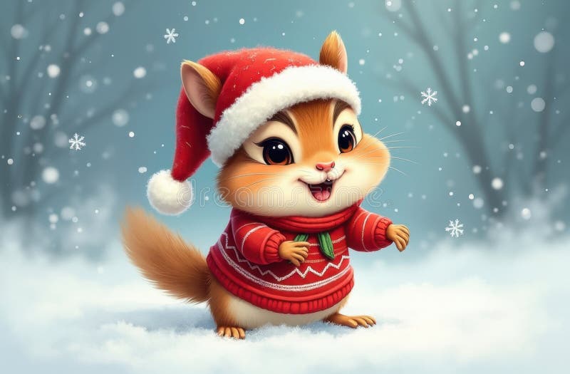 A Cute Chipmunk in a Christmas Scene at 29-10-2024 Stock Illustration ...